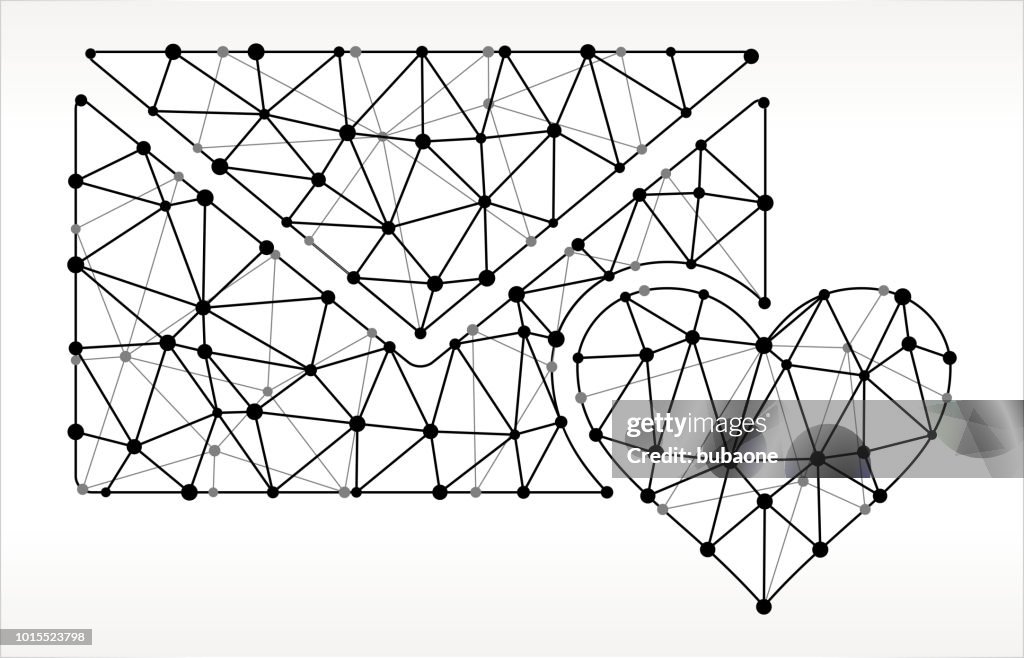 Love Letter And Heart Triangle Node Black And White Pattern High Res