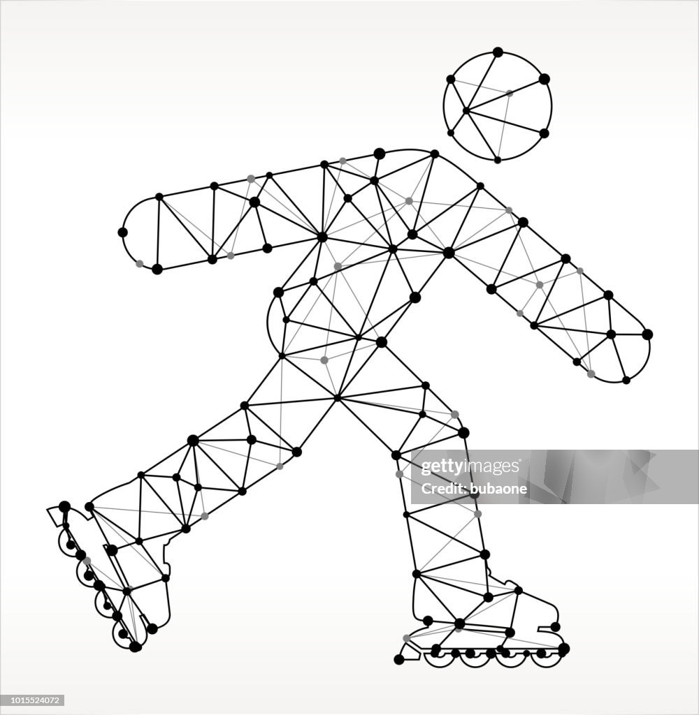 Man Roller Skating Triangle Node Black And White Pattern High Res