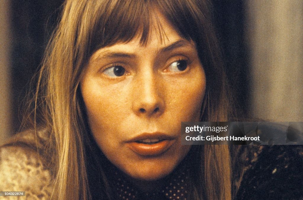 A Portrait Of Joni Mitchell Being Interviewed In 1972 In Amsterdam