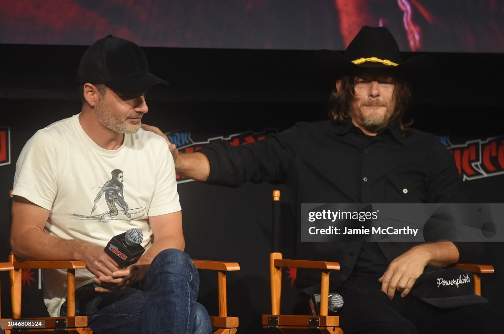 Andrew Lincoln And Norman Reedus Speak Onstage During The Nycc Panel