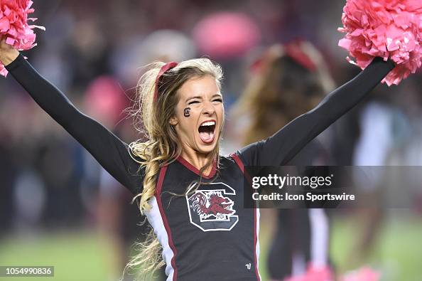 South Carolina Gamecocks Cheerleader Performs During The College
