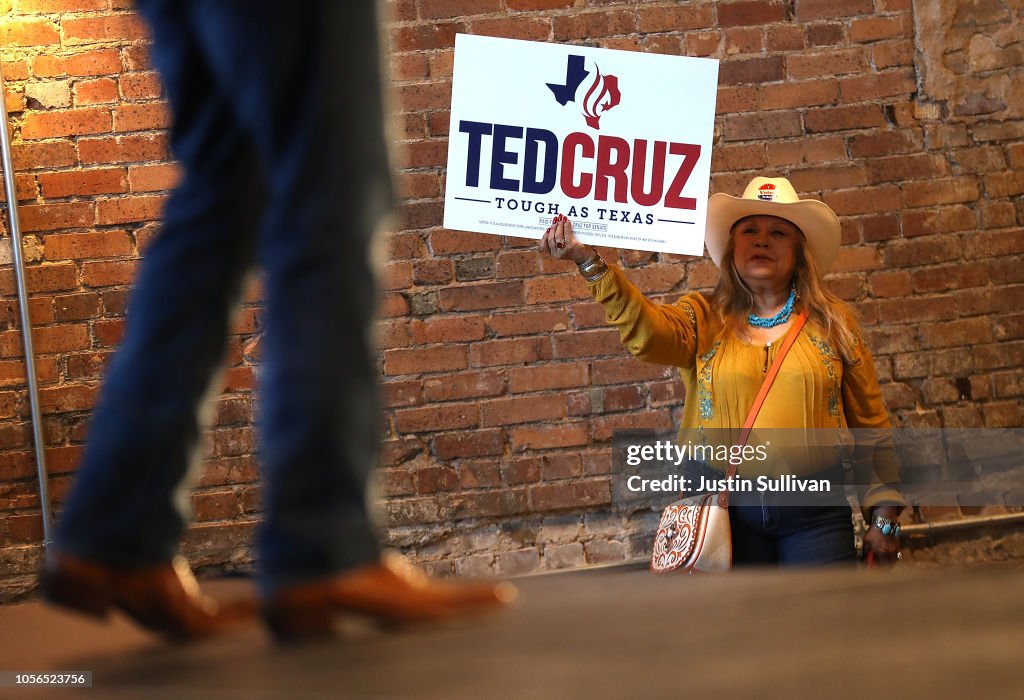A Supporter Holds A Campaign Sign As U S Sen Ted Cruz Speaks During