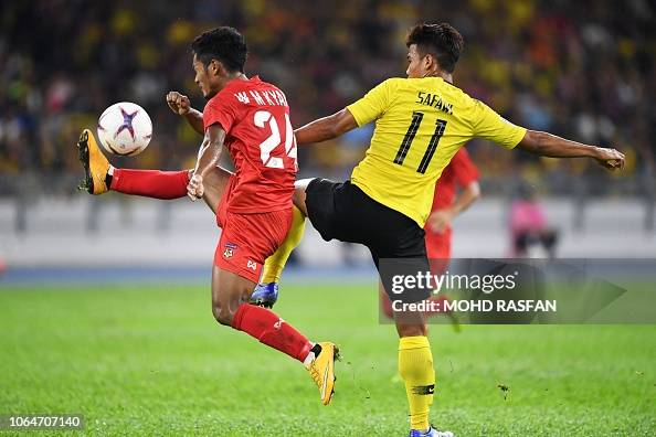 Myanmars Defender Win Moe Kyaw And Malaysias Midfielder Safawi