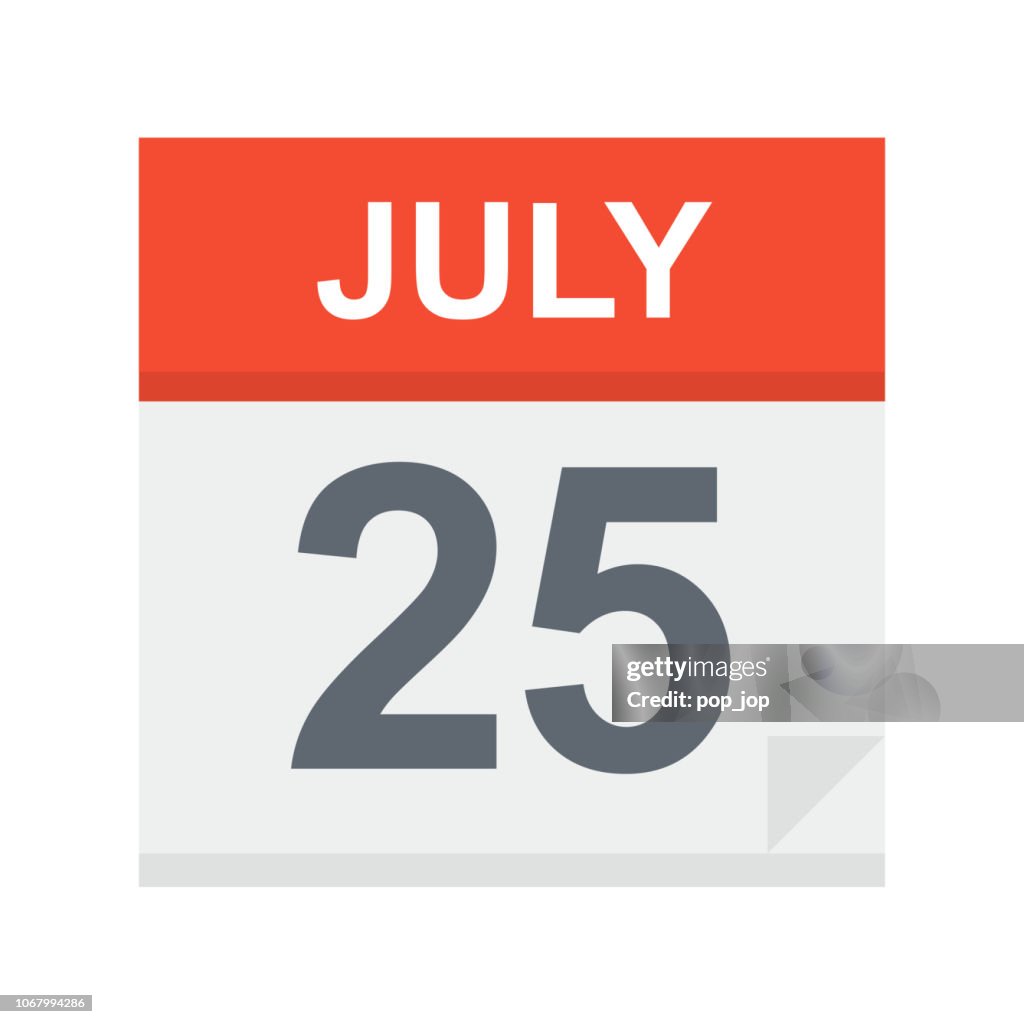 July 25 Calendar Icon High-Res Vector Graphic - Getty Images July 25 Calendar Icon High-Res Vector Graphic - Getty Images