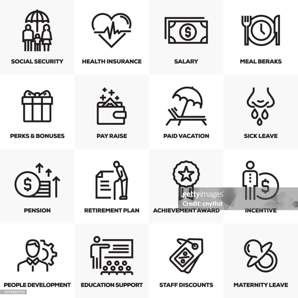 Employee Benefits Line Icons Set High-Res Vector Graphic - Getty Images Employee Benefits Line Icons Set High-Res Vector Graphic - Getty Images