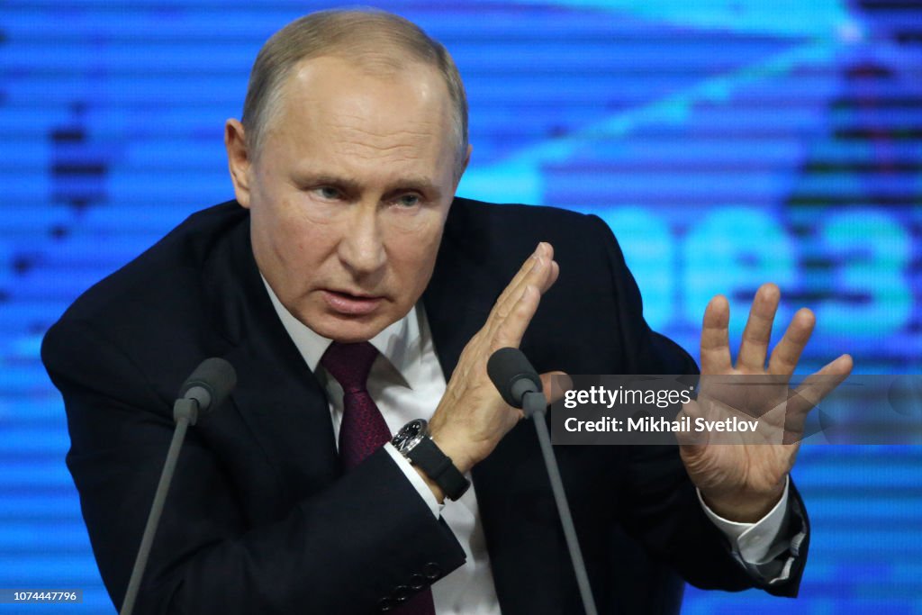 Russian President Vladimir Putin Attends His Annual Press Conference