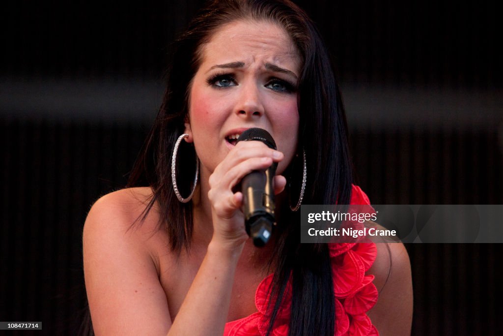 Tulisa Contostavlos Of N Dubz Performs At Guilfest On July 17 2010