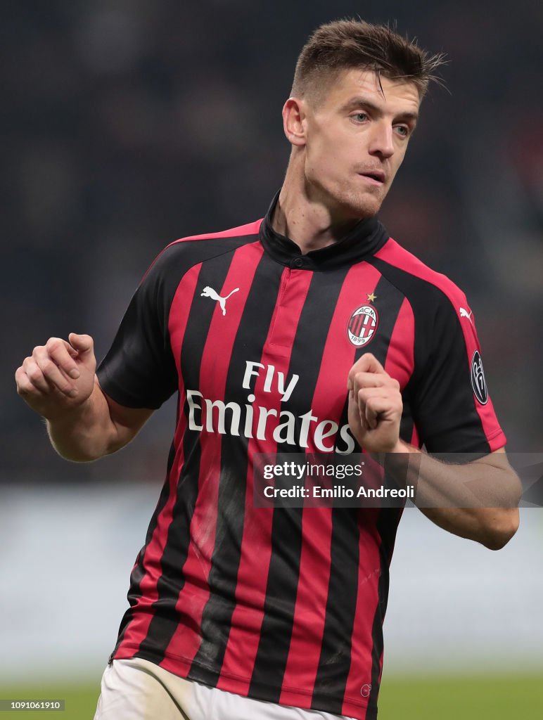 Krzysztof Piatek Of Ac Milan Looks On During The Coppa Italia Match