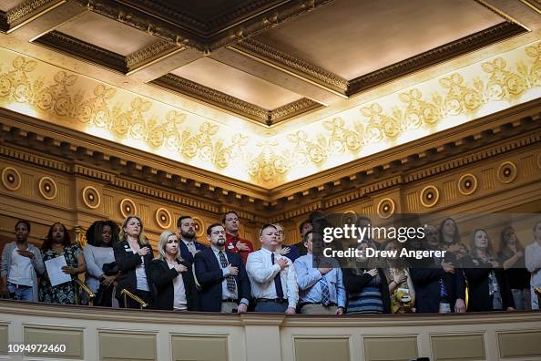 People In The Gallery Stand For The Pledge Of Allegiance At The News