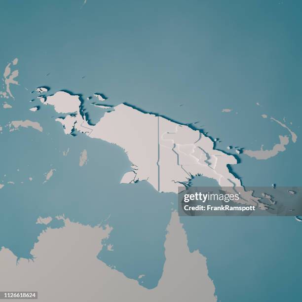 New Guinea Island Map Administrative Divisions 3D Render 이미지 ...