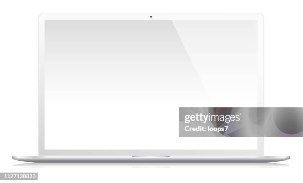 Pc Laptop Mockup White Background High Res Illustrations Getty Images