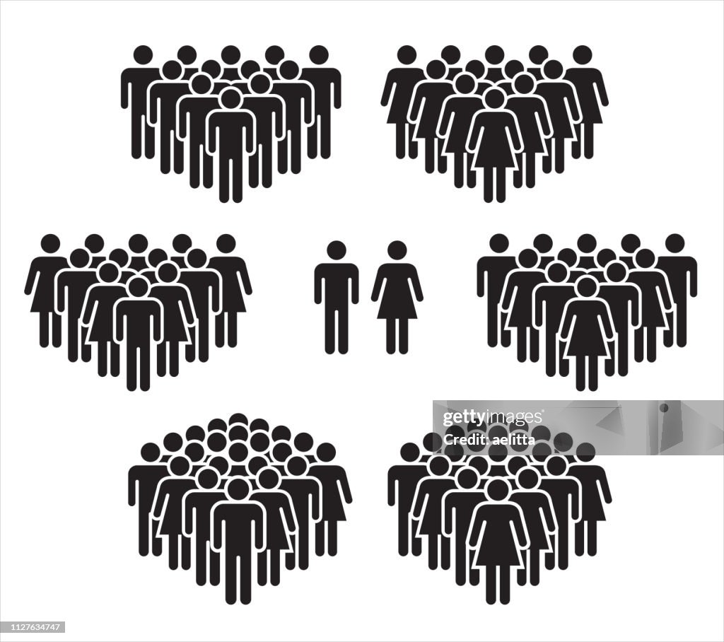 Illustration Vectorielle De Groupe De Personnes Stylisés En Noir ... Illustration Vectorielle De Groupe De Personnes Stylisés En Noir ...