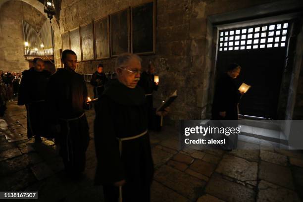 Catholic mass procession at the Holy Sepulchre church Jerusalem old ...