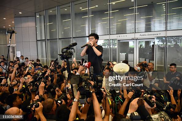 Pro Democracy Activist Joshua Wong Speaks To The Media And Supporters