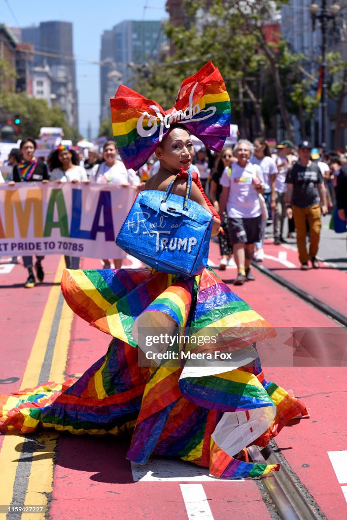 A Glamorous Parade Participant Poses During The San Francisco Gay