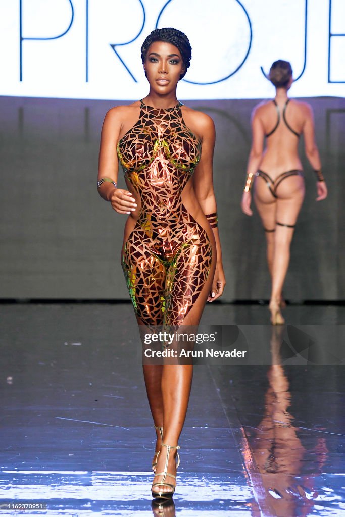 A Model Walks The Runway For Black Tape Project At Miami Swim Week