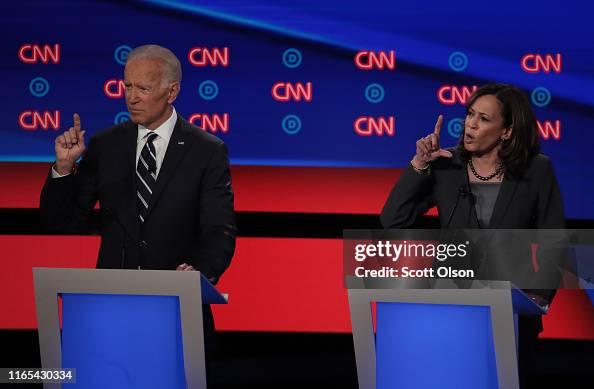 Democratic Presidential Candidate Sen Kamala Harris Speaks While