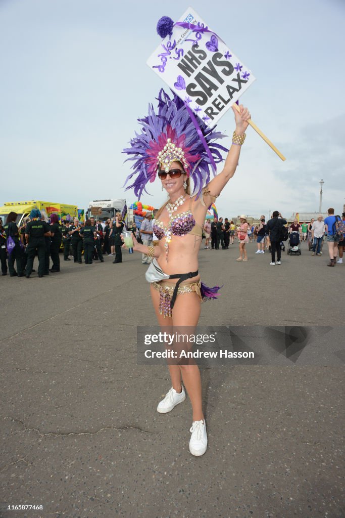 A Participant For The Parade Getting Ready At Brighton And Hove Pride