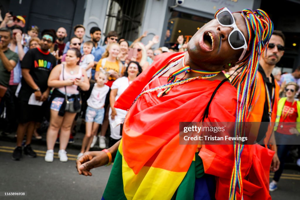 A Parade Goer During Brighton Pride Parade On August 03 2019 In