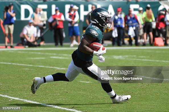 Philadelphia Eagles Running Back Miles Sanders Runs The Ball During