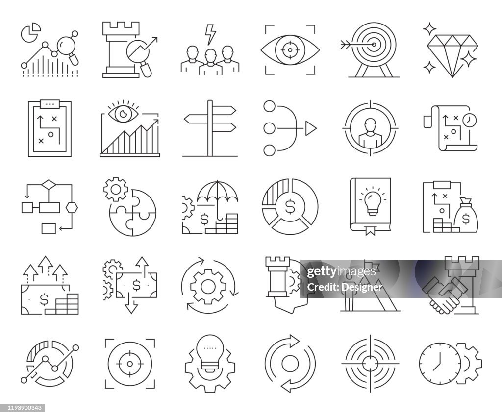 Simple Set Of Business Strategy Related Vector Line Icons Outline
