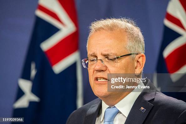 Prime Minister Scott Morrison Speaks During A Press Conference On