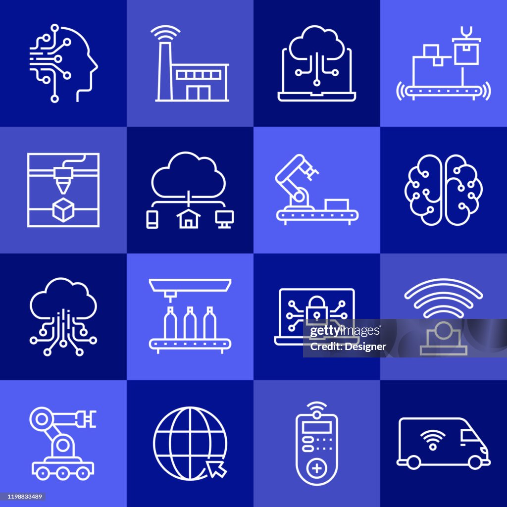 Simple Set Of Industry 40 Related Vector Line Icons Outline Symbol