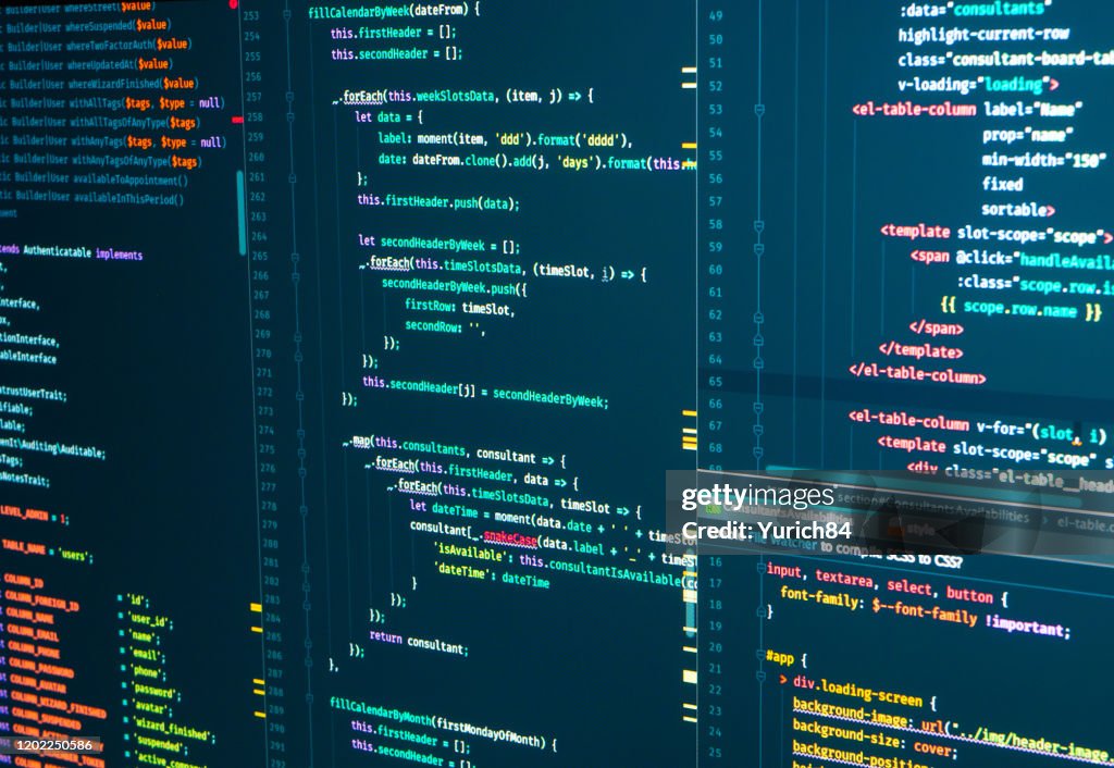 Programmcode Javascript Php Html Css Der Website Webentwicklung Programmiererworkflow