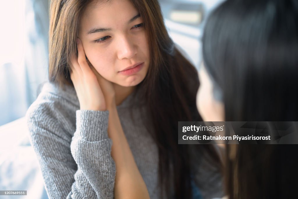 Beautiful Young Asian Women Lgbt Lesbian Happy Couple Hugging And
