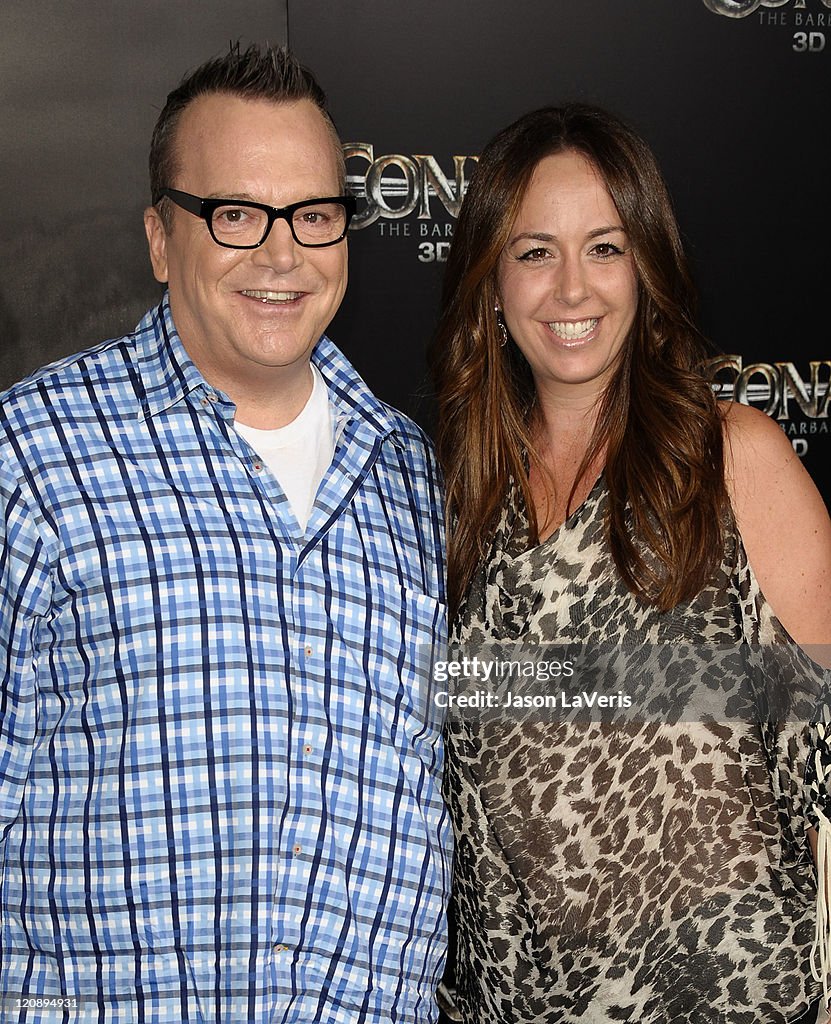 Actor Tom Arnold And Wife Ashley Groussman Attend The Premiere Of