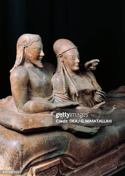 Sarcophagus With Reclining Couple Photos And Premium High Res Pictures