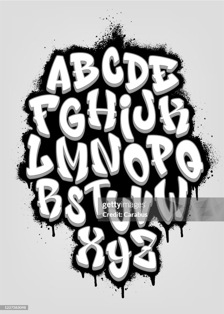 Handwritten Graffiti Font Alphabet Volumetric Alphabet Vector