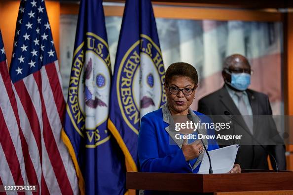Chair Of The Congressional Black Caucus Rep Karen Bass Speaks During