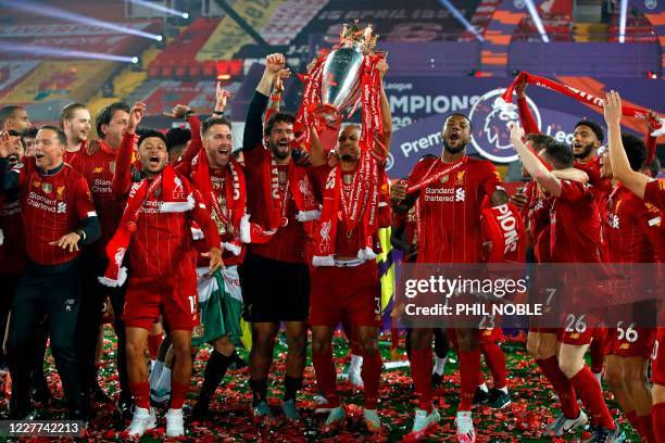 Liverpool Premier League Trophy Photos And Premium High Res Pictures