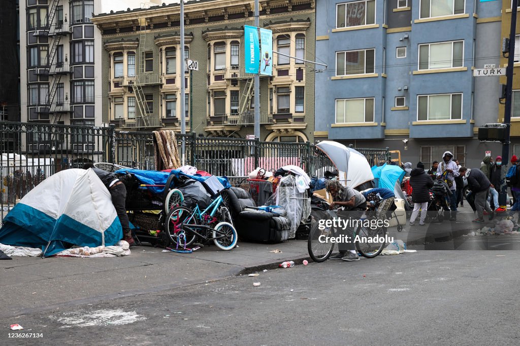 Homeless People Are Seen On Streets Of The Tenderloin District In San