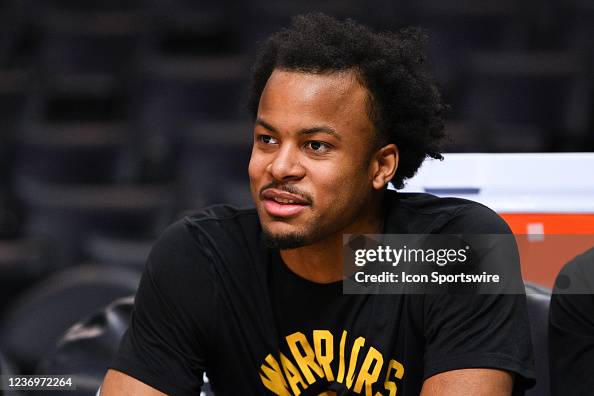 Golden State Warriors Guard Moses Moody Looks On Before A Nba Game