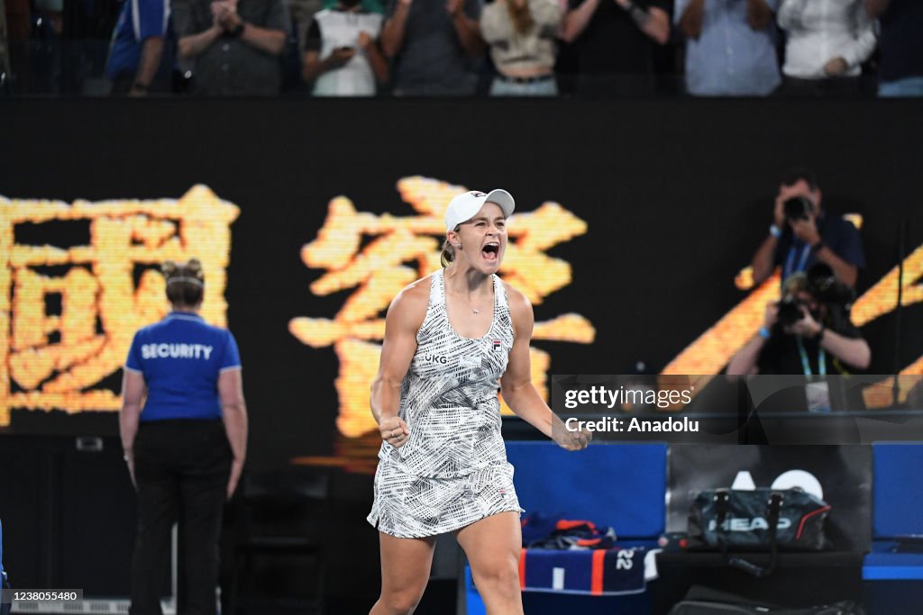 Ashleigh Barty Of Australia Celebrates After Winning The Womens