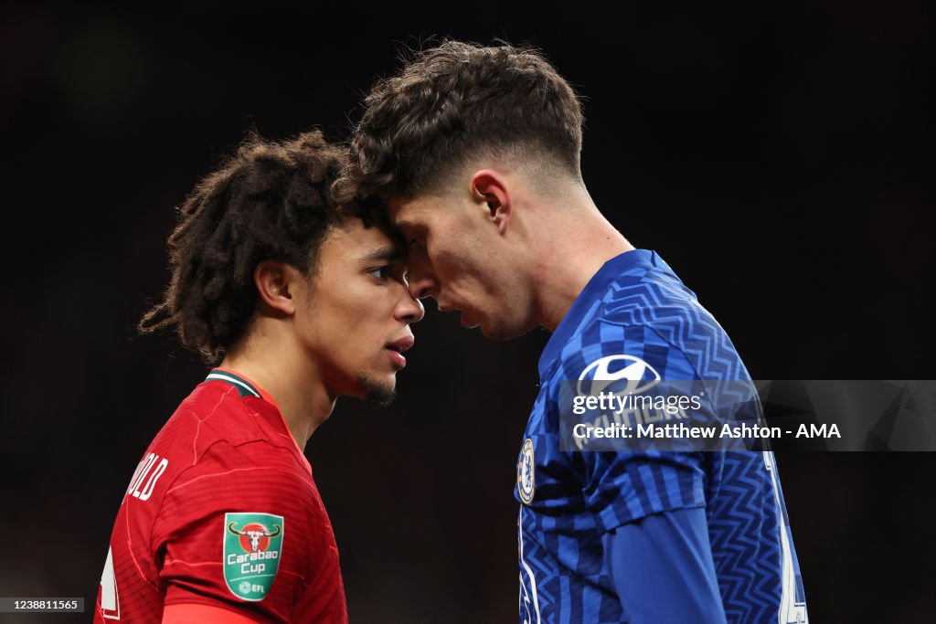 Trent Alexander Arnold Of Liverpool And Kai Havertz Of Chelsea Clash