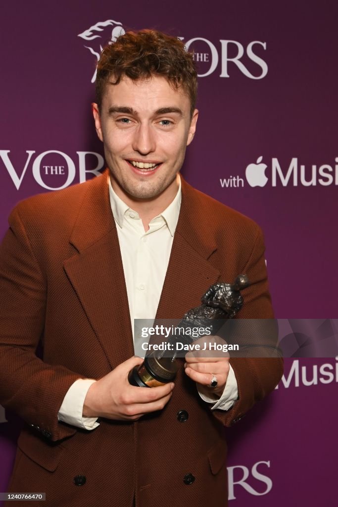 Sam Fender Poses With His Award For Best Song Musically Lyrically