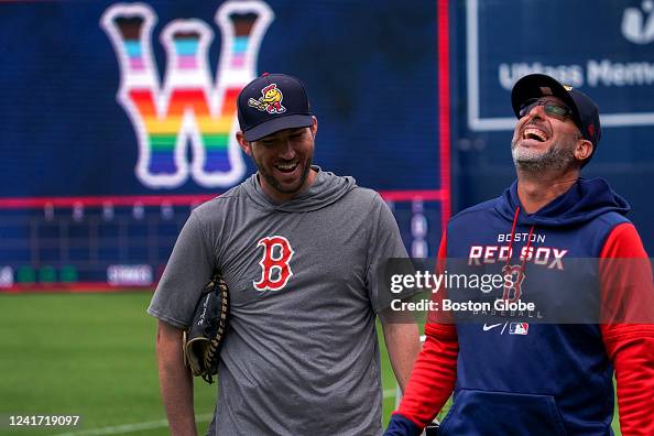 Worcester Red Sox manager Chad Tracy and Worcester Red Sox bench ... Worcester Red Sox manager Chad Tracy and Worcester Red Sox bench ...