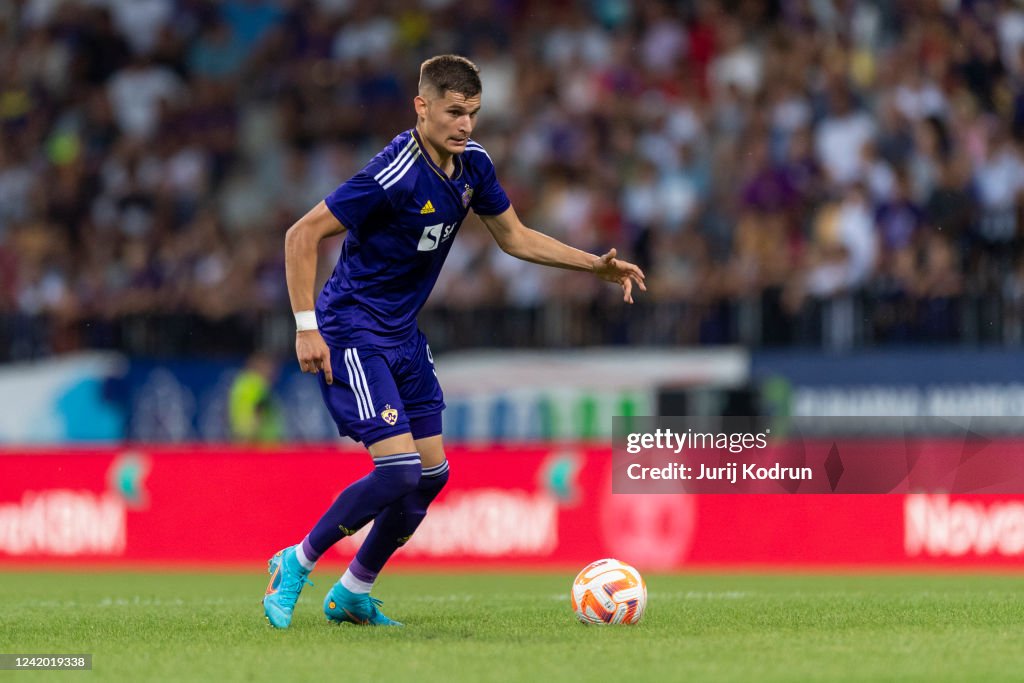 Nino Zugelj Of Nk Maribor Dribbles The Ball During The Uefa Champions