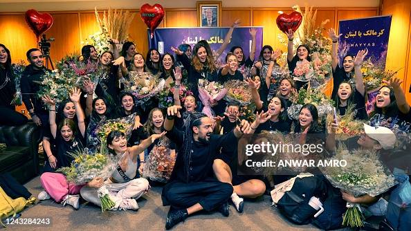 Members Of The Lebanese Dance Group Mayyas Pose For A Group Photo