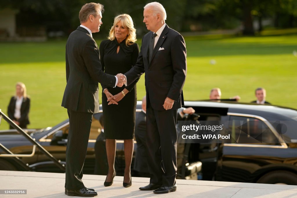 U S President Joe Biden Accompanied By First Lady Jill Biden Are