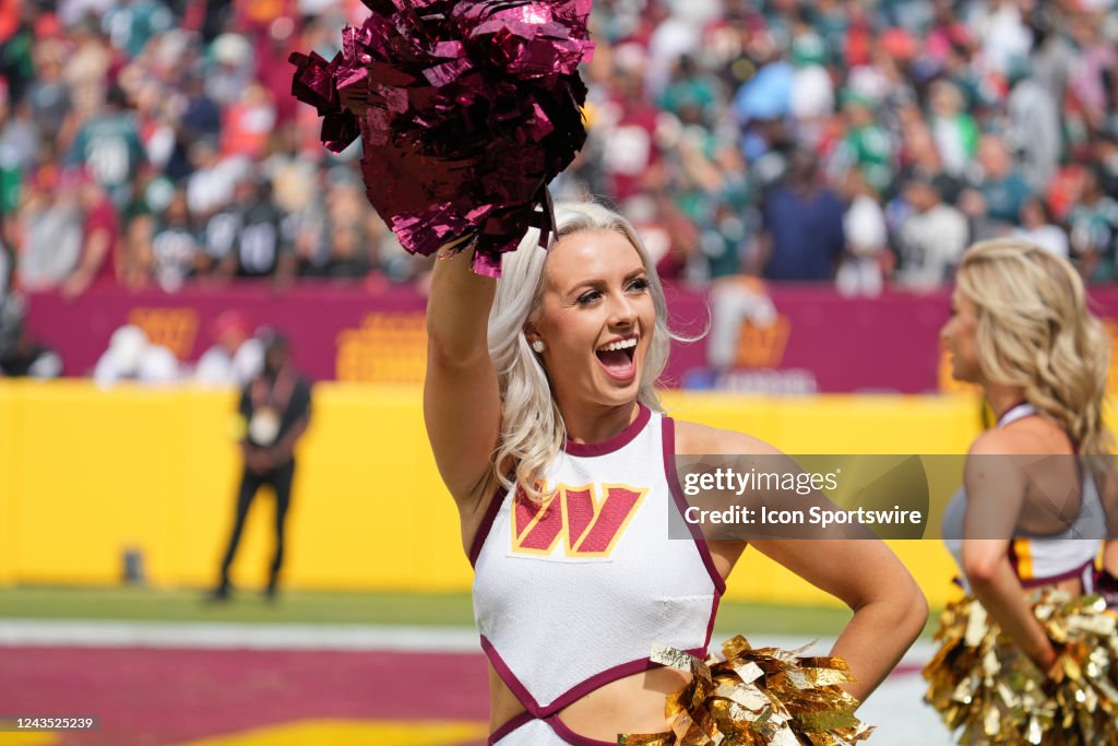 Washington Commanders Cheerleaders Perform During The Game Between