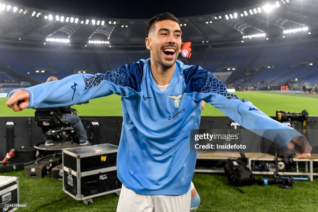 Mattia Zaccagni of SS Lazio celebrates at the end of the Europa... News ... Mattia Zaccagni of SS Lazio celebrates at the end of the Europa... News ...