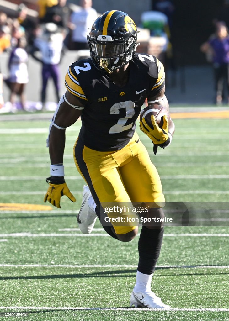 Iowa running back Kaleb Johnson runs the ball during a college... News ... Iowa running back Kaleb Johnson runs the ball during a college... News ...