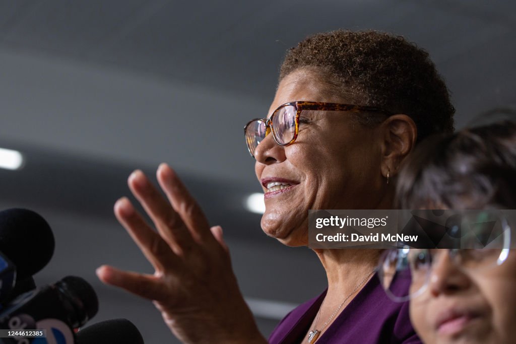 Los Angeles Mayoral Candidate Rep Karen Bass Speaks To Reporters
