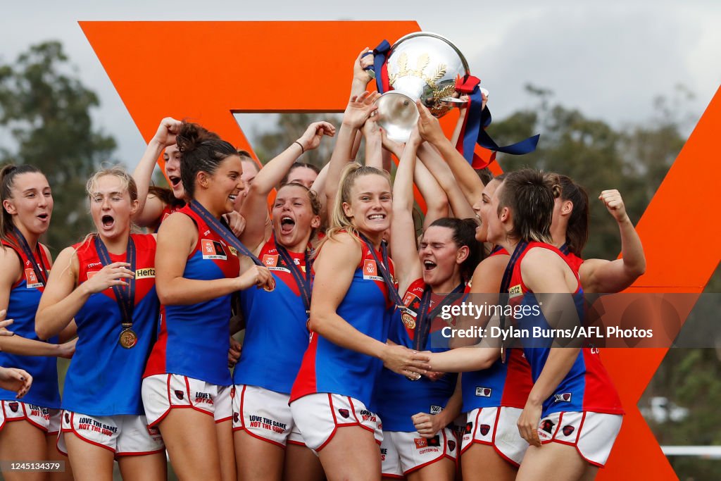 The Demons Celebrate During The 2022 Aflw Season 7 Grand Final Match
