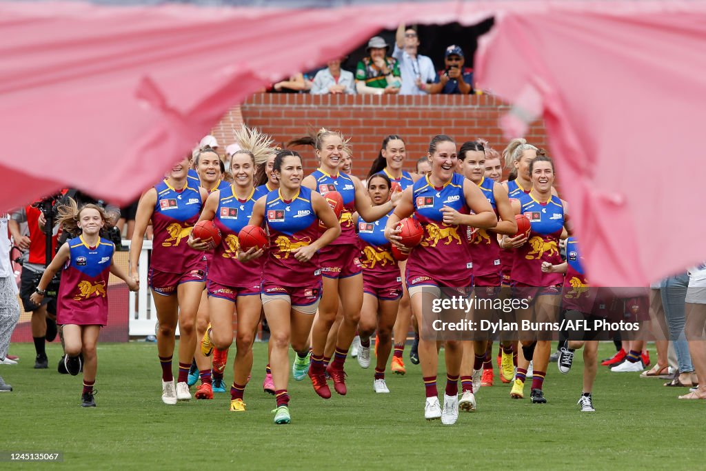 The Lions Enter The Field During The 2022 Aflw Season 7 Grand Final