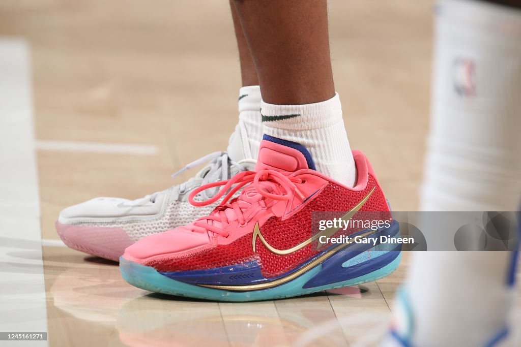 The sneakers worn by Jevon Carter of the Milwaukee Bucks during the ... The sneakers worn by Jevon Carter of the Milwaukee Bucks during the ...